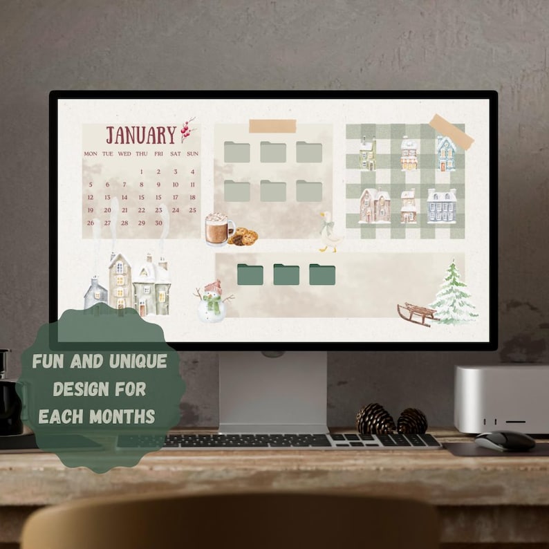 Monthly Desktop Wallpaper Calendar | 2026 - 2027 Computer Organizer ...