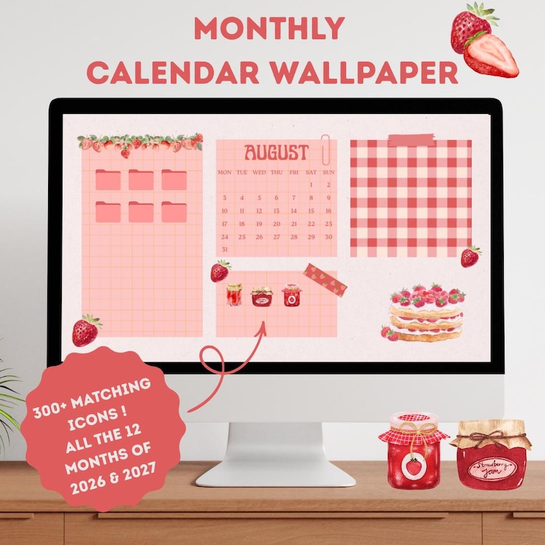 Monthly Desktop Wallpaper Calendar | 2026 - 2027 Computer Organizer ...