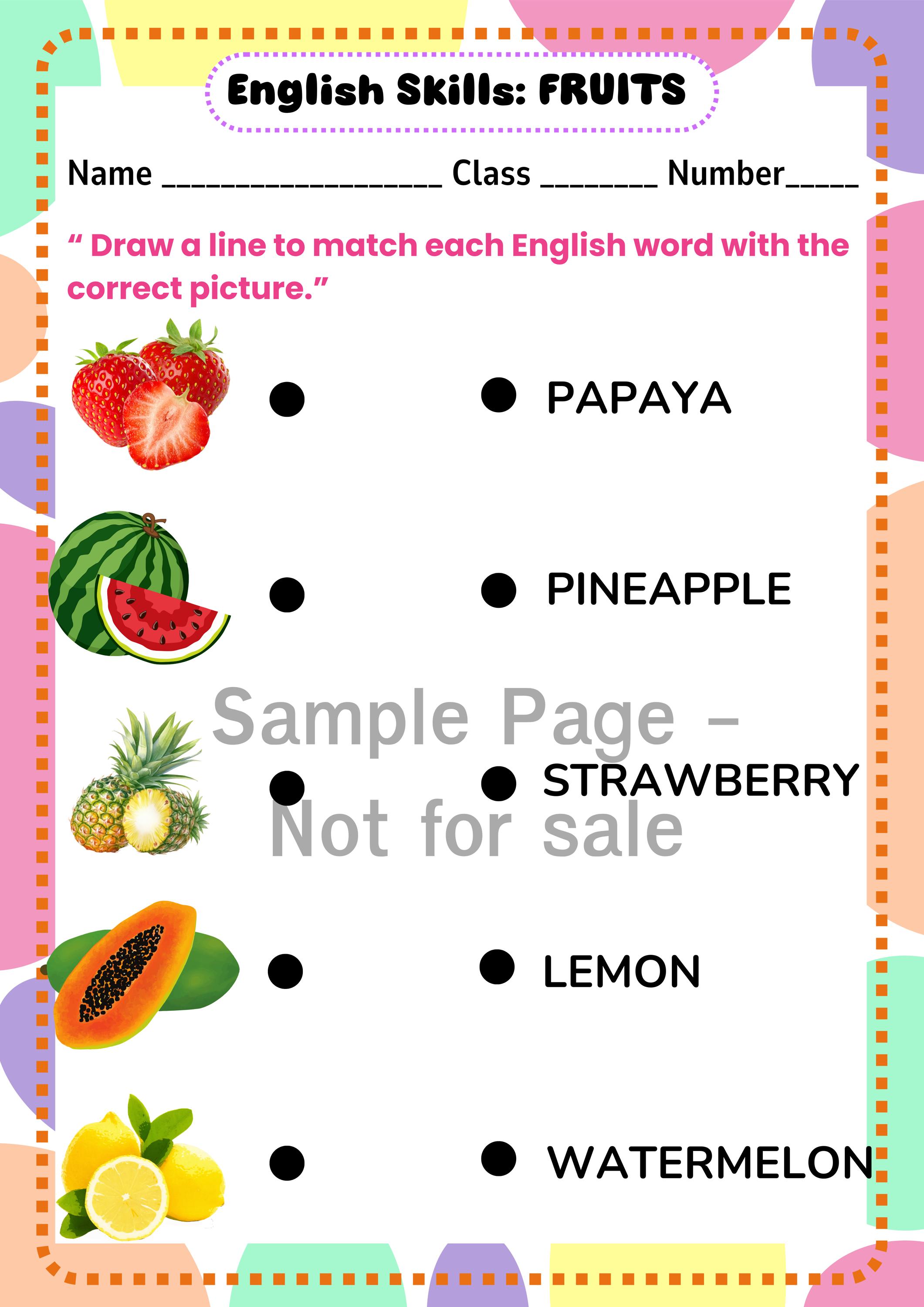 Fun and Engaging English Worksheets for Kids - Fruits & Animals ...