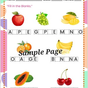 Fun and Engaging English Worksheets for Kids - Fruits & Animals ...