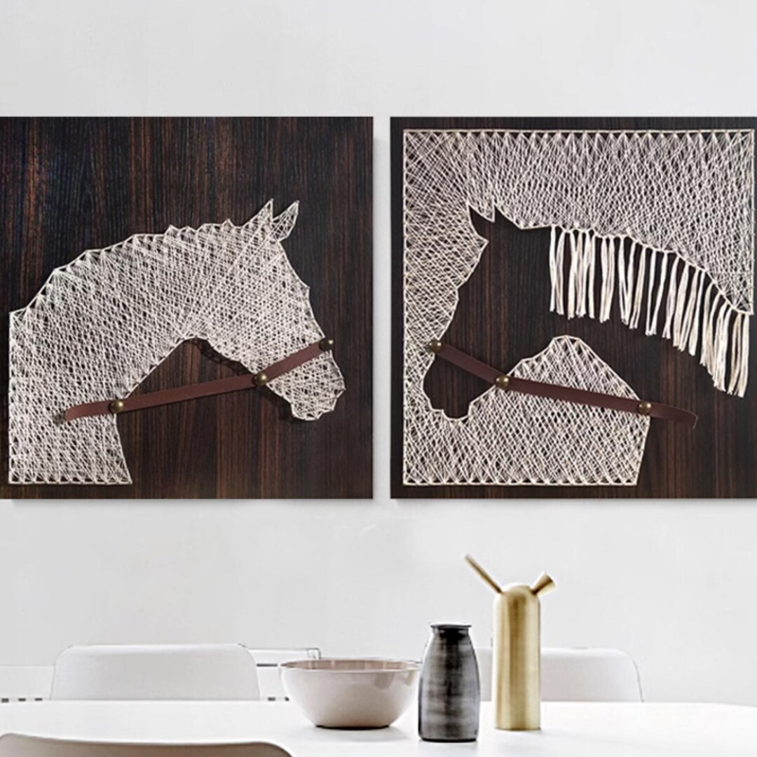 Horse Head String Art Equestrian Wall Decor Rustic Farmhouse Art Unique ...