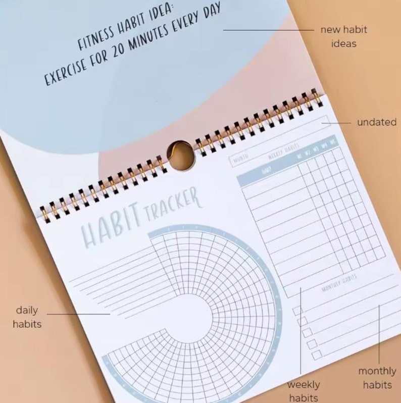 Daily Habit Tracker 12 Month Goal Planner 30 Day Challenge Fitness ...