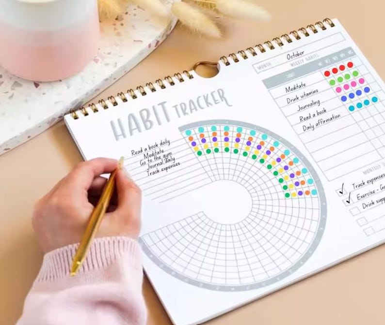 Daily Habit Tracker 12 Month Goal Planner 30 Day Challenge Fitness ...
