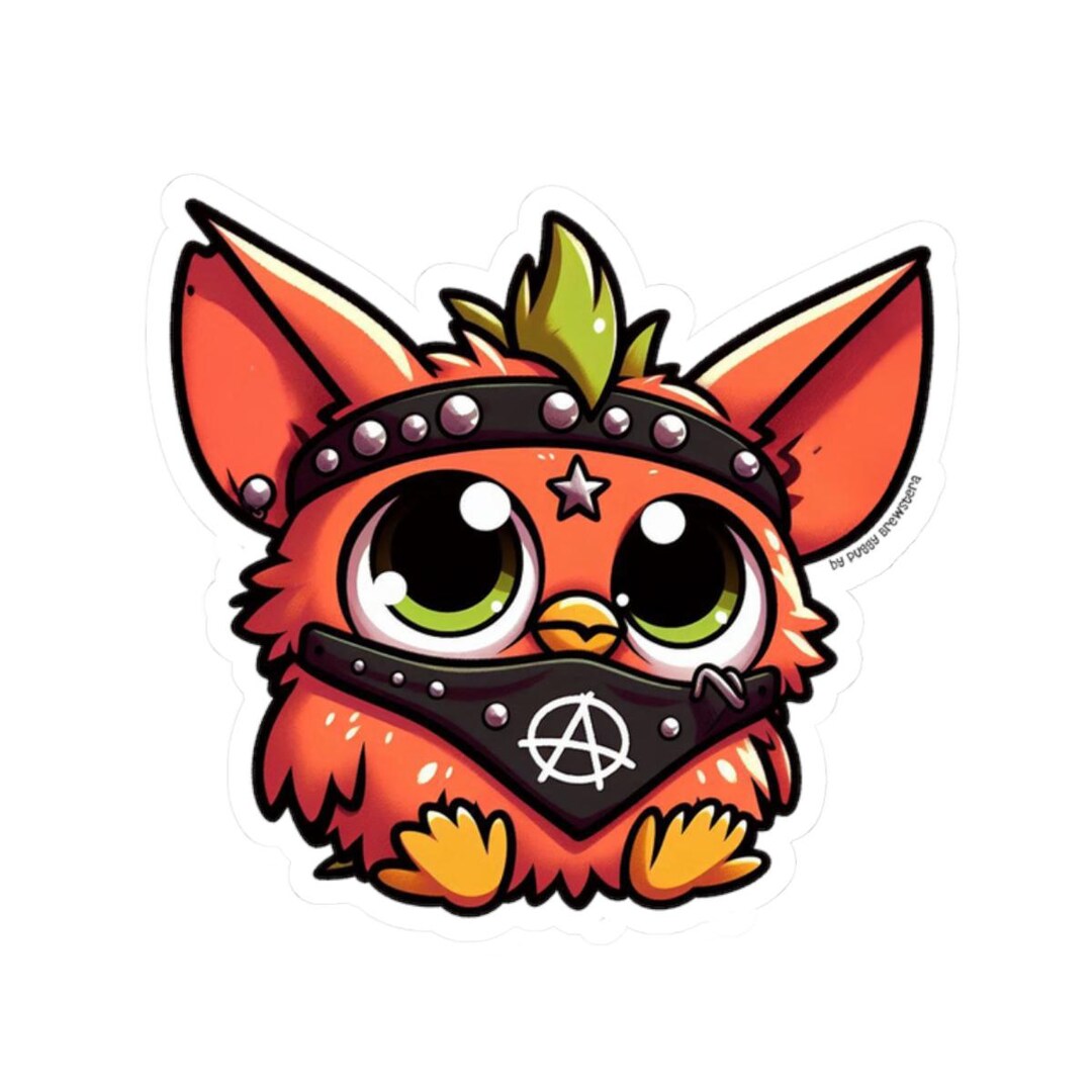 Punk Rock Furby Stickers, Anarchy Cute Metal Kiss-cut Stickers for ...