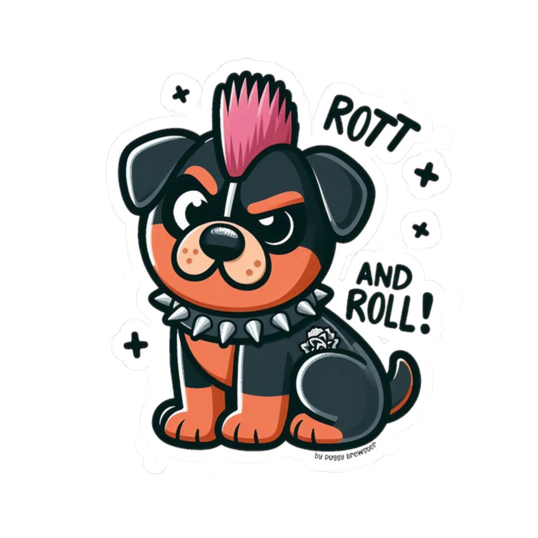 Kiss-cut Stickers, Funny Cute Punk Rock Rottweiler Sticker 'rott and ...