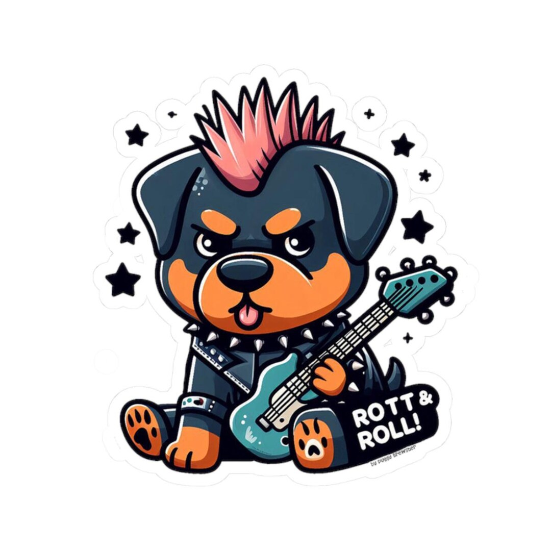 Rottweiler Kiss-cut Stickers, Funny Punk Rock Rott and Roll Rottie ...