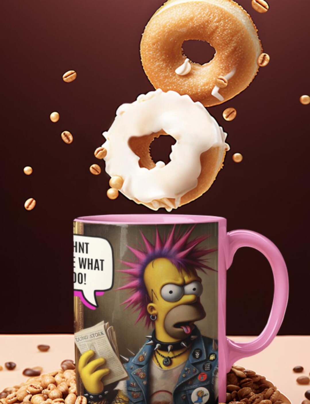 Funny Punk Rock Homer Simpson Accent Coffee Mug, Stupid Silly Mug Gift ...