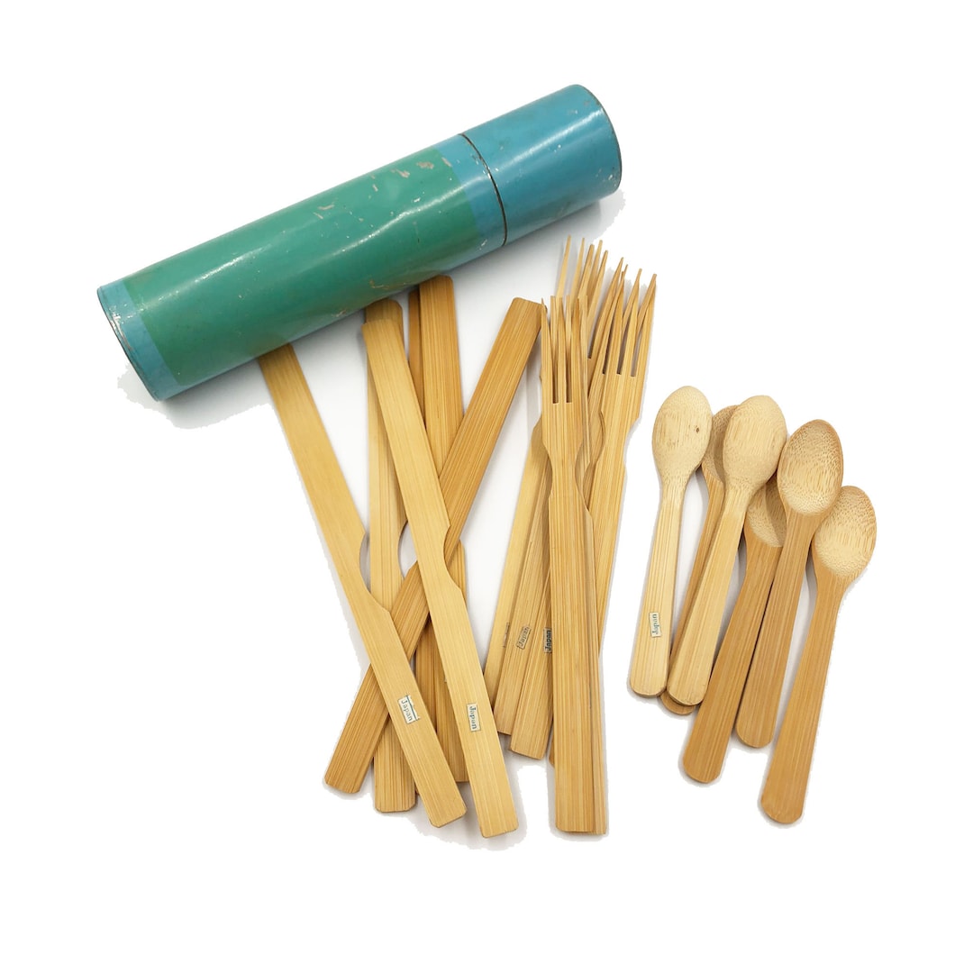 Vintage 1950's Japanese Bamboo Travel Reusable Utensil Set - Etsy