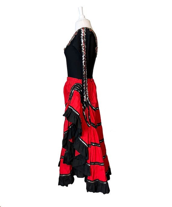 Vintage Asymmetrical Ruffle Flamenco Ballroom Costume - Gem