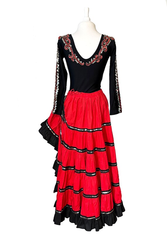 Vintage Asymmetrical Ruffle Flamenco Ballroom Costume - Gem