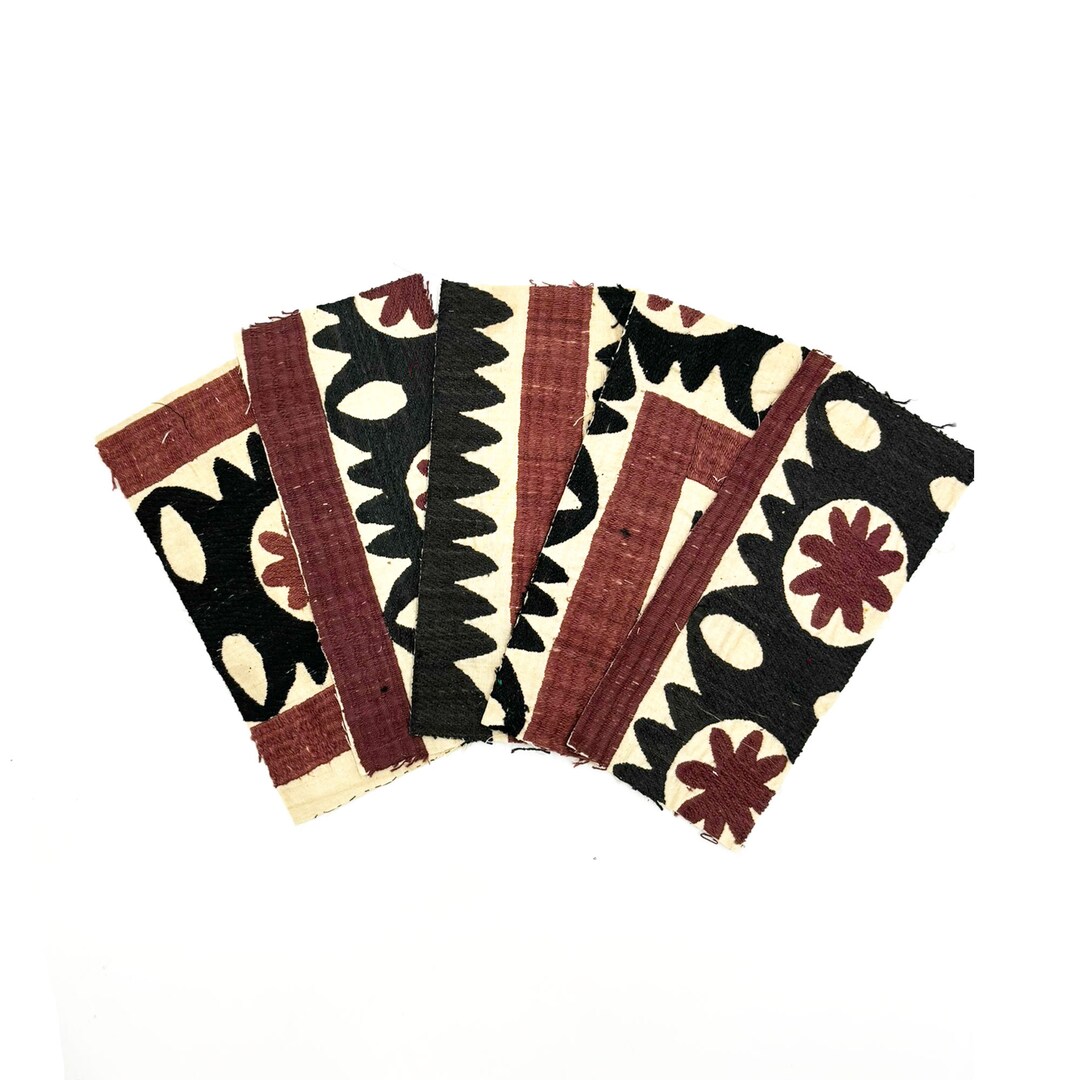 Vintage Textile Scraps Vintage Silk Suzani Black and Rust - Etsy