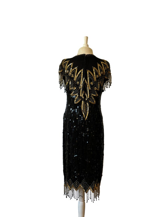 Vintage 1980s Beaded Fringe Cocktail Dress Gem