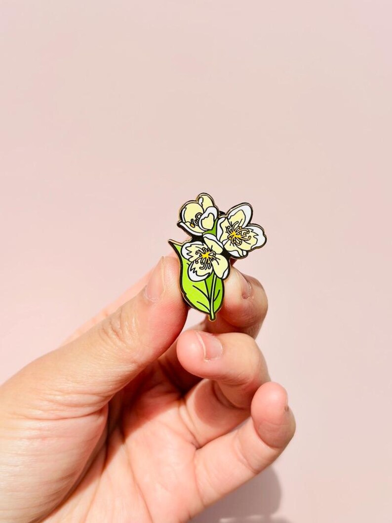 Sampaguita Enamel Pin | Philippine Jasmine Flower With Magnetic Back - Etsy