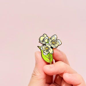 Sampaguita Enamel Pin | Philippine Jasmine Flower With Magnetic Back - Etsy