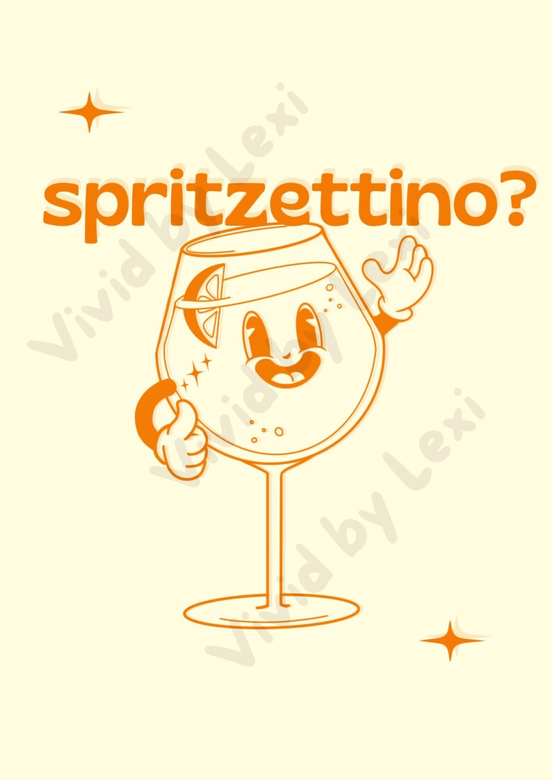 Spritz Drink Printable Draw Modern Retro Minimal Drawing Wall Art - Etsy