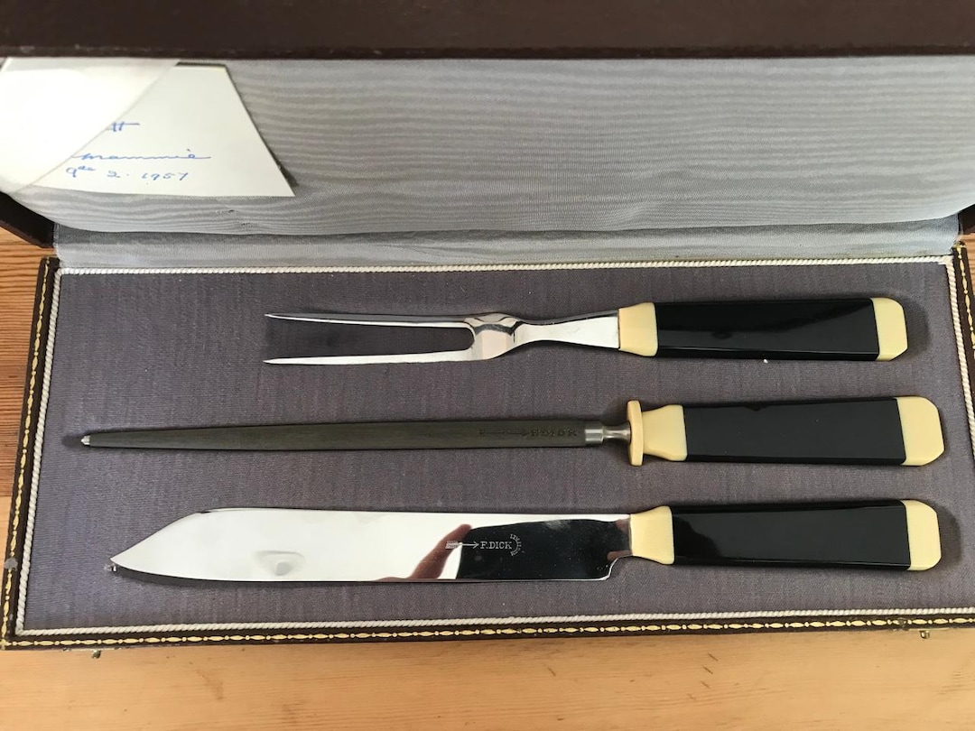 Vintage Carving Set With Black and Ivory Handles in Presentation Box - Etsy