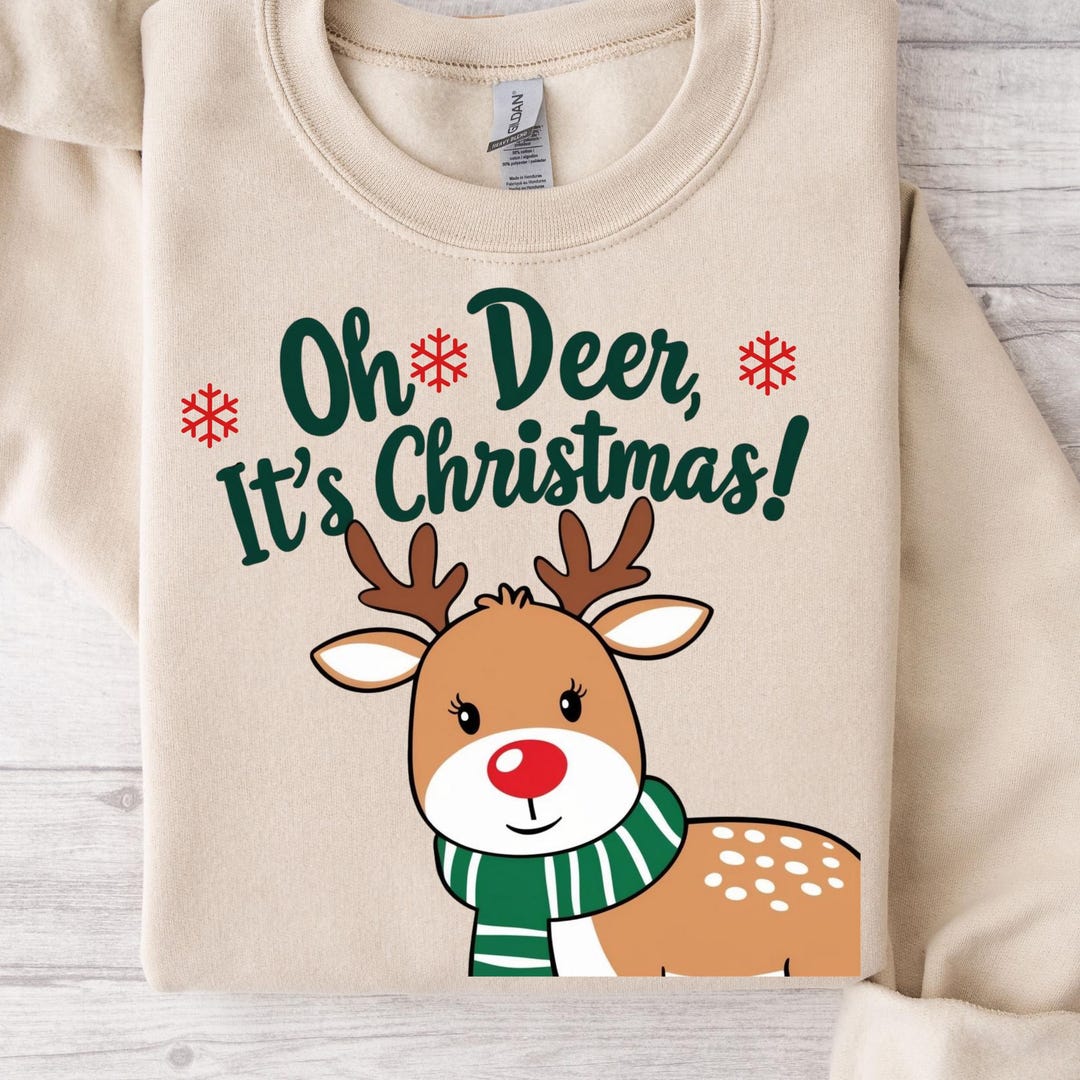 Oh Deer It’s Christmas PNG, Reindeer Sublimation Design, Cozy Christmas ...