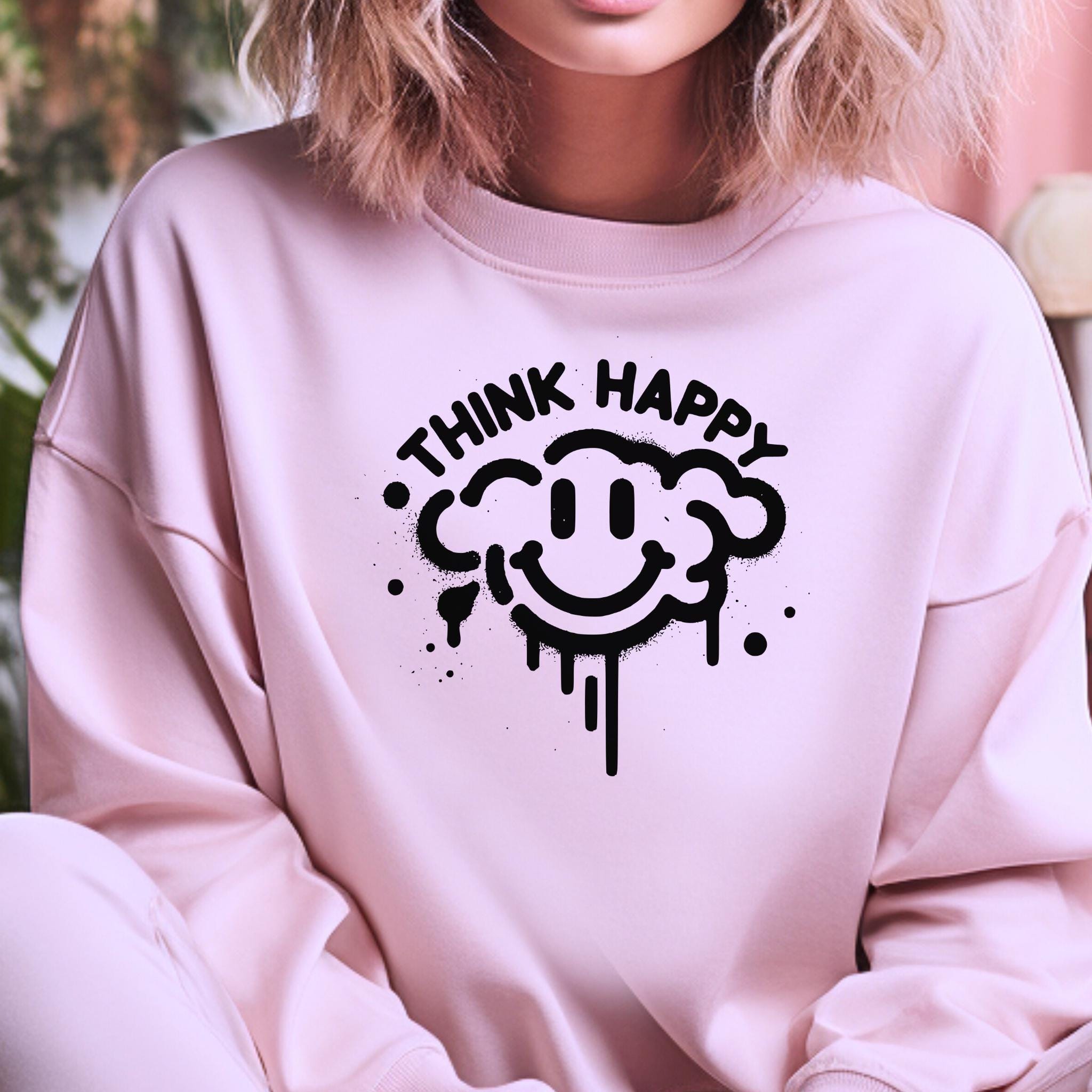 Think Happy T-shirt Design Png, Inspirational Saying, Be Different, T ...