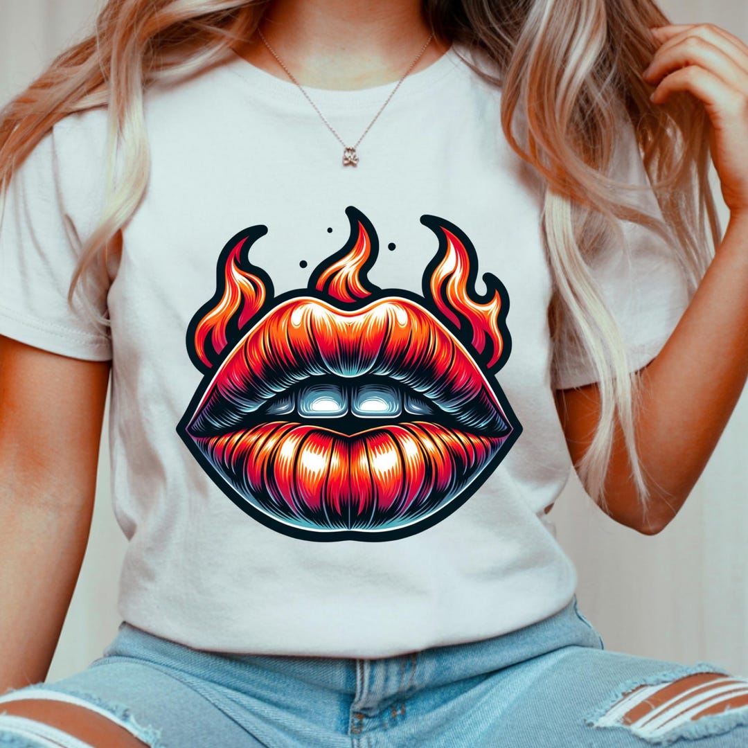 Fire Lips PNG: Kiss Cherry, Hearts & Kisses - Valentine Sublimation ...