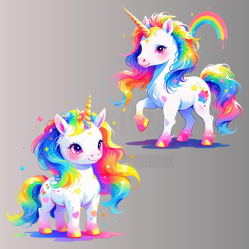 21 PNG Cute Unicorns Clipart Bundle, Magical Cartoon Unicorn Graphics ...