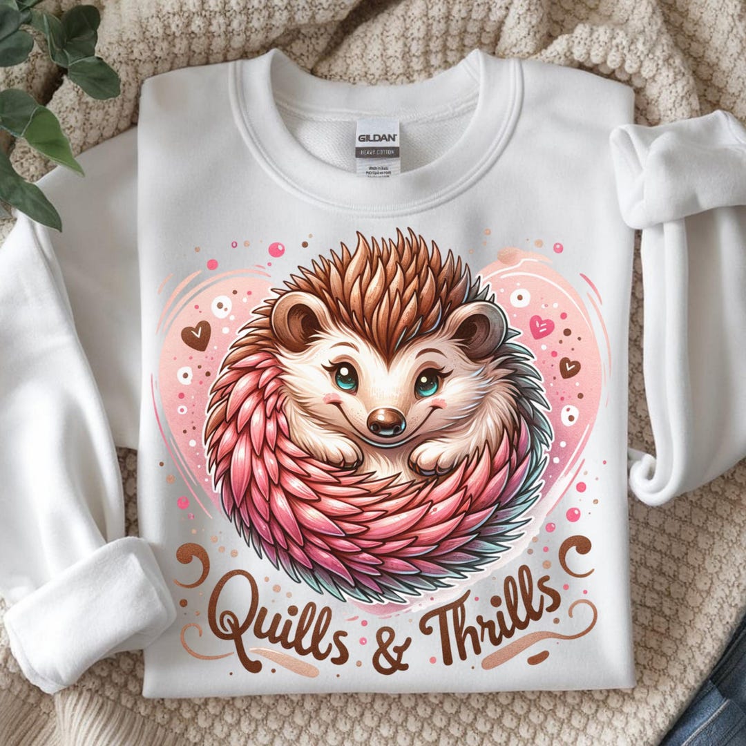 Quills and Thrills Hedgehog PNG Shirt Design, Heart Animal Love ...