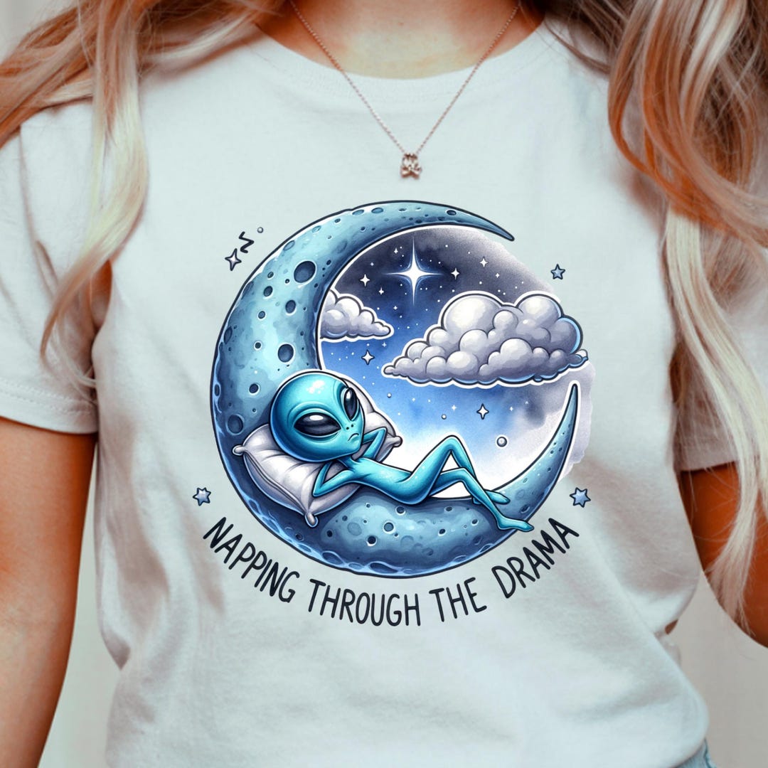 Funny Sleeping Alien PNG: Crescent Moon Clipart (digital Download) - Etsy