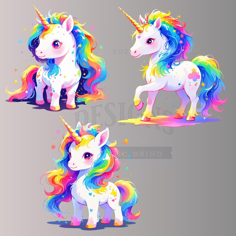 21 PNG Cute Unicorns Clipart Bundle, Magical Cartoon Unicorn Graphics ...