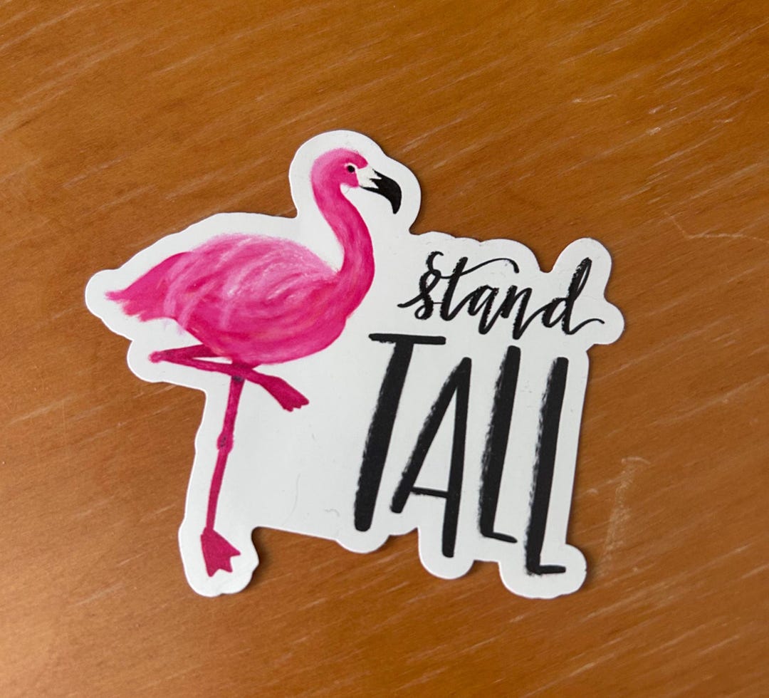 Stand Tall Flamingo Vinyl Sticker: Waterproof Laptop Decal - Etsy