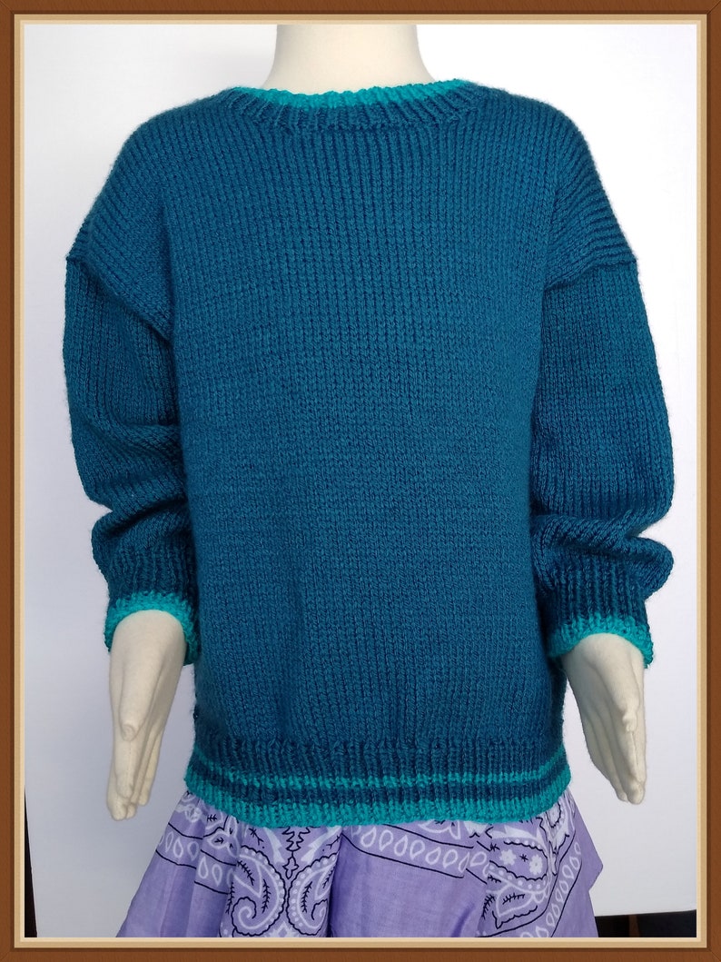 Mid Gauge Knitting Machine Pattern. Classic DK Drop Sleeve Round Neck ...