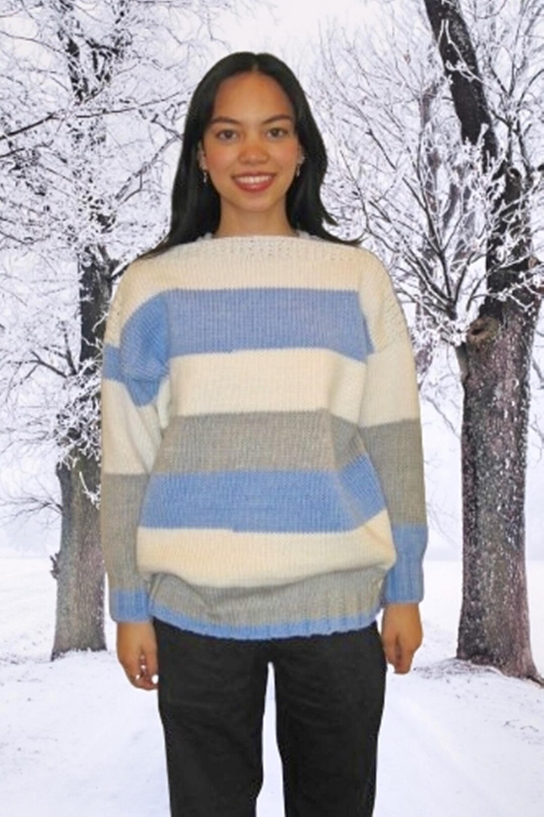 Mid Gauge Knitting Machine Pattern. Worsted Weight Boat Neck Pullover ...