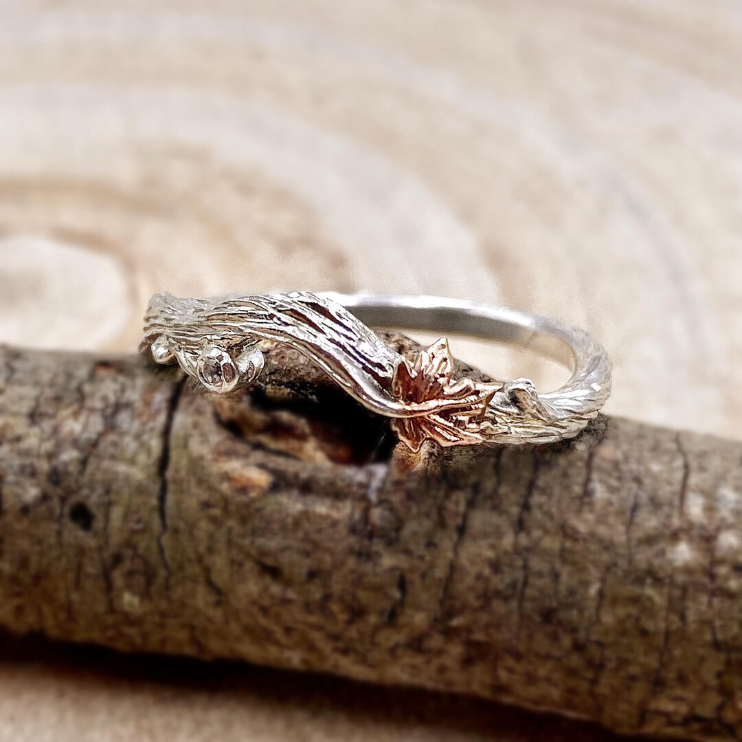 Hand-carved Sterling Silver Branch Ring: Maple Leaf Promise Ring ...