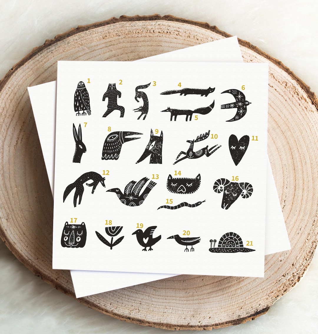 Scandinavian Animal Wooden Rubber Stamps, Nordic Wildlife Stamp Set ...