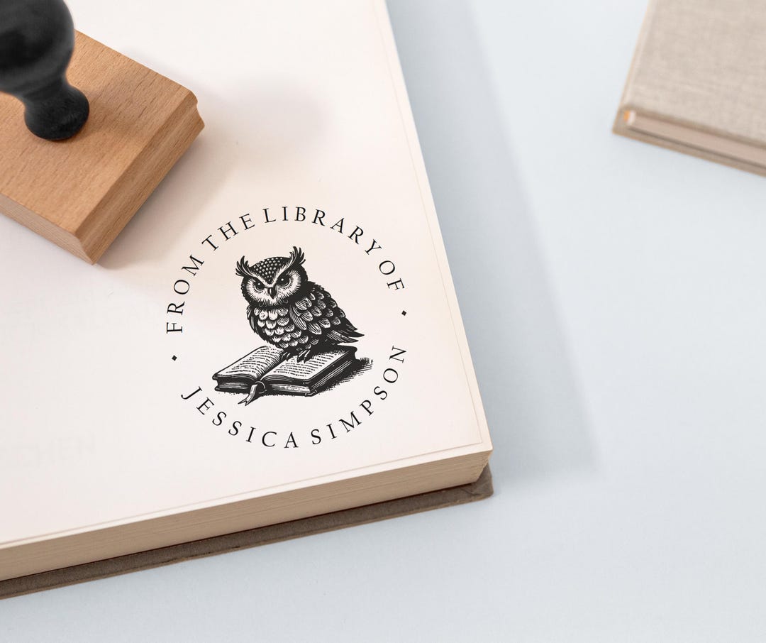 Custom Book Stamp - "from the Library Of" Custom Text Owl Stamp ...