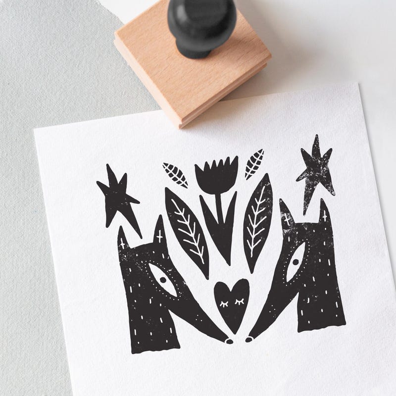 Fox Rubber Stamp - Etsy