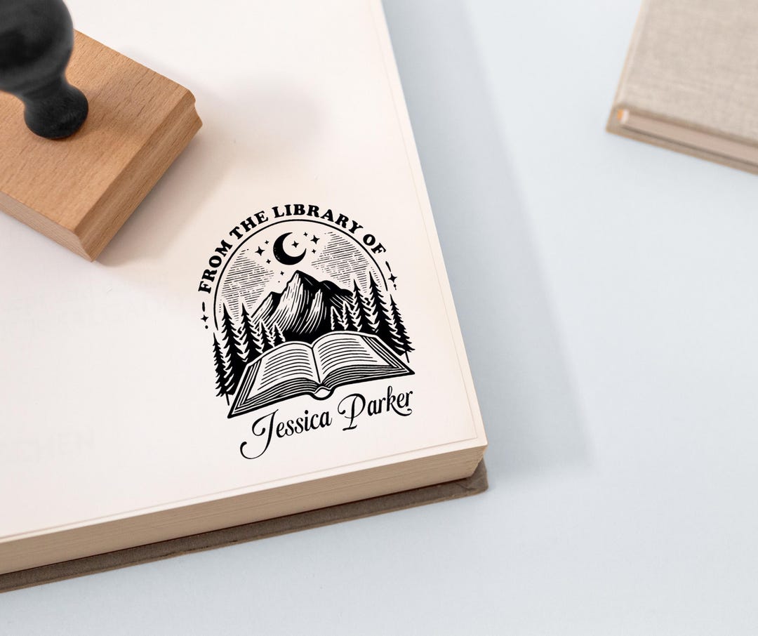 Personalized Library Book Stamp, Reader Gift - Etsy