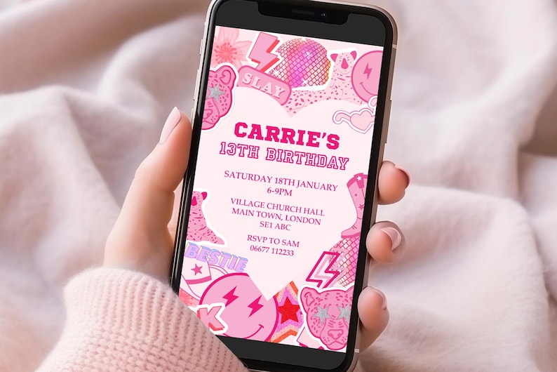 Preppy Pink Party Invitation Template Editable Canva Design Printable ...