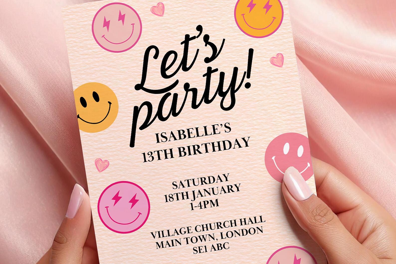 Smiley Birthday Party Invitation | Editable Template | Digital Download ...