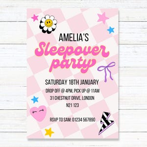 Preppy Cute Sleepover Party Invite - Editable - Etsy