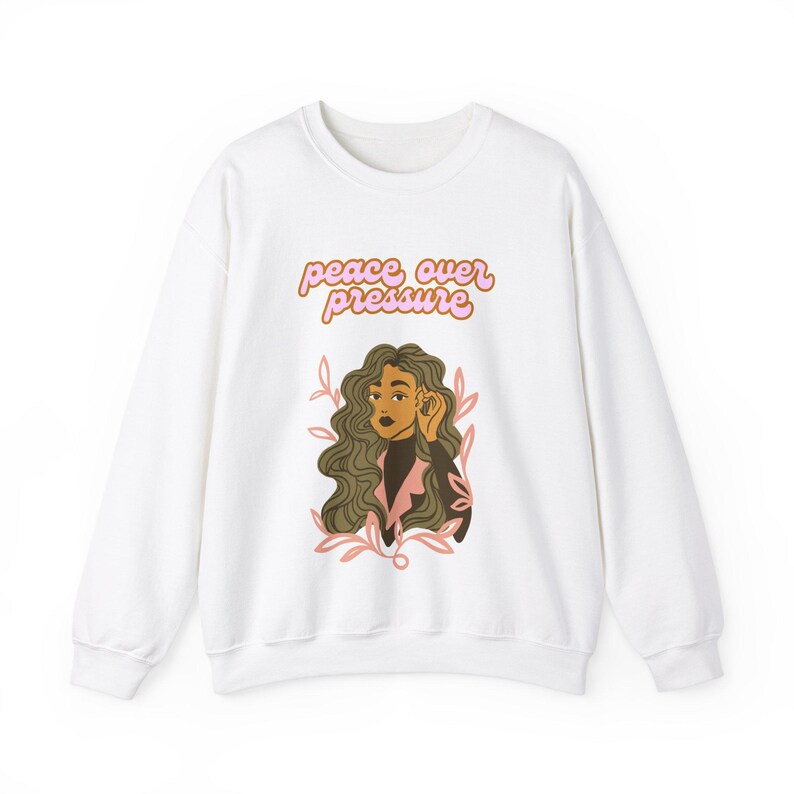 Calm Girl Era Jumper White Peace Over Pressure Crewneck Sweatshirt for ...