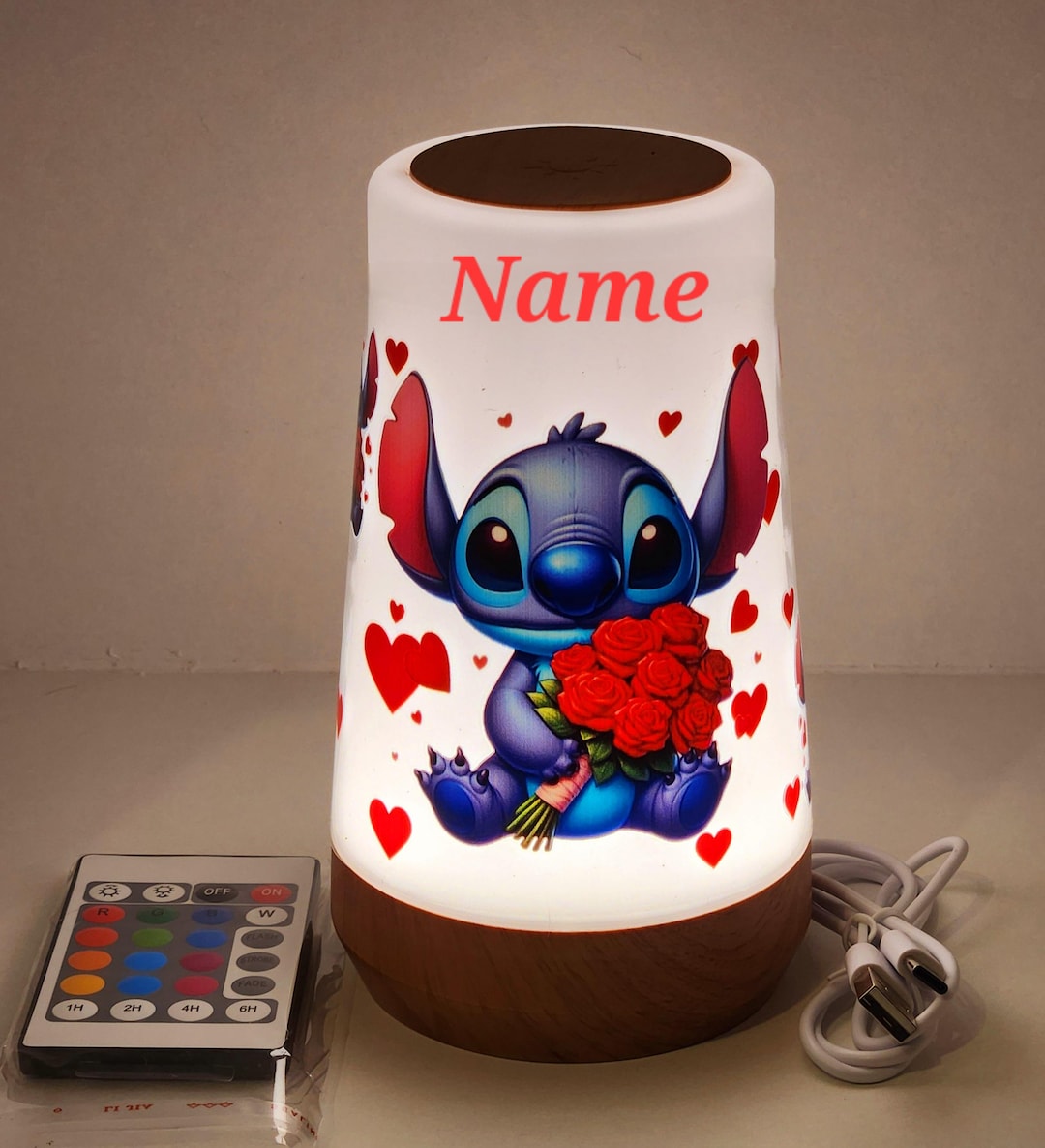 Personalised Character Lamps, Stitch, Lion King, Remote Control Lamps ...
