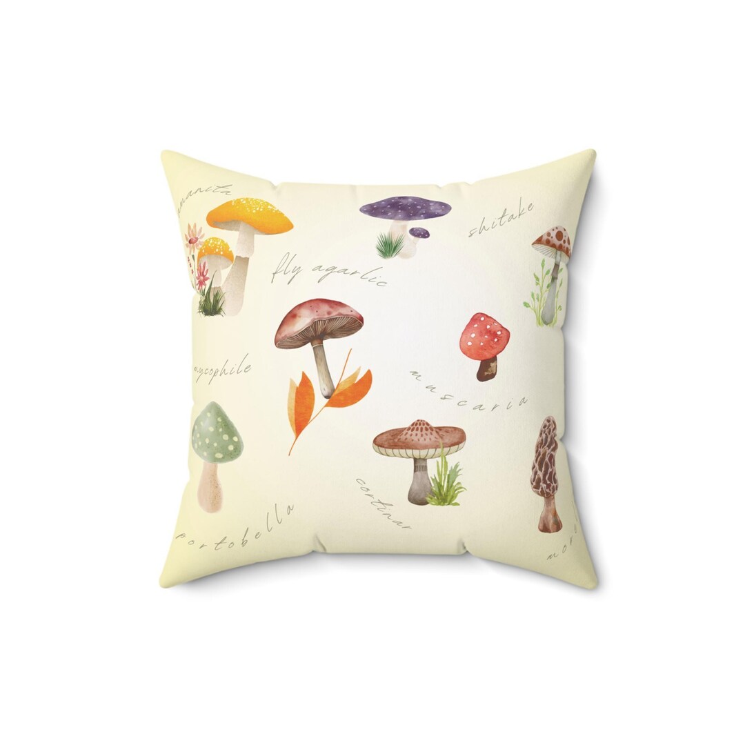 Botanical Mushroom Pillow, Aesthetic Mushroom Sofa Pillow, Magic ...