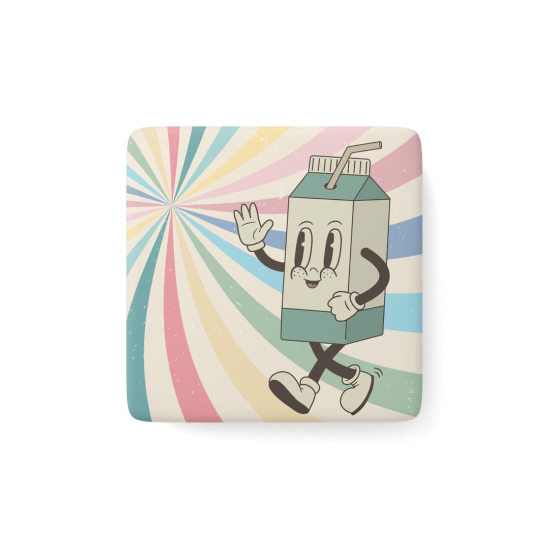 1950s Retro Milk Carton Decoration, Porcelain Square Magnet, Fridge ...