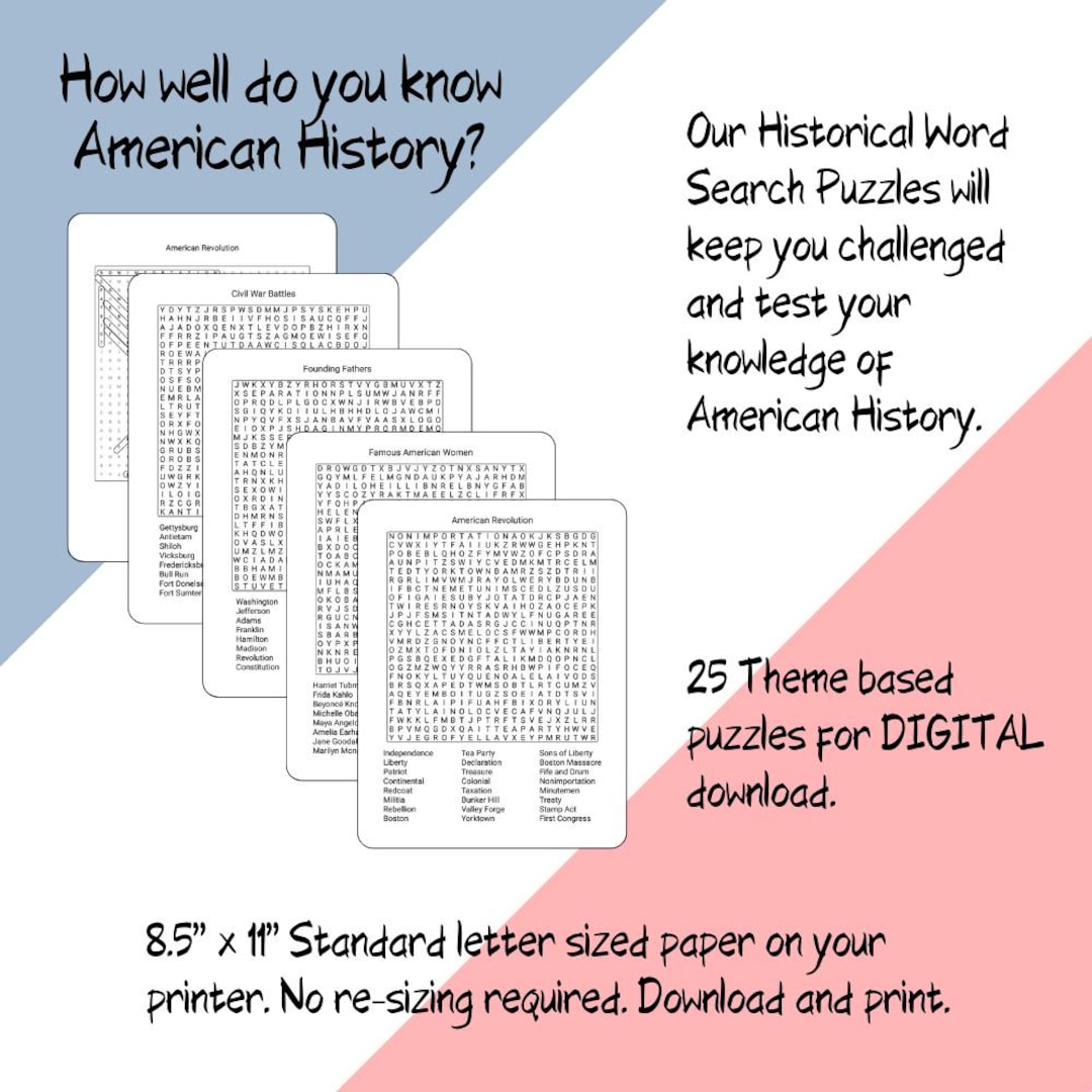 Historical Word Search Digital Download for Adults - Etsy