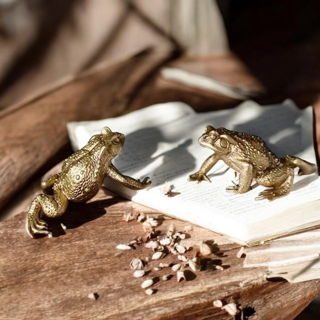 Antique Handmade Copper Toad Tea Pet Unique Golden Frog Ornament for ...