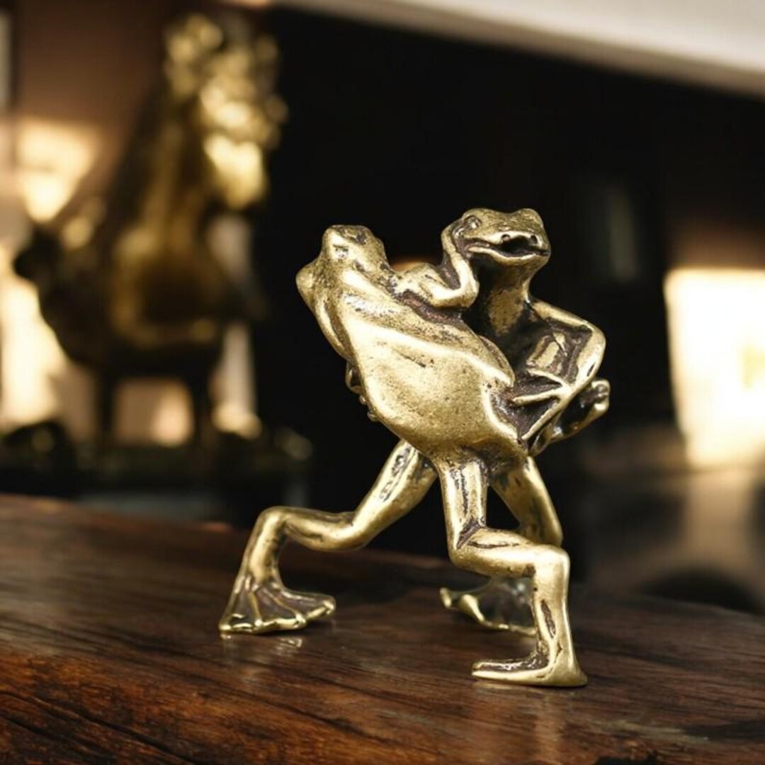 Solid Brass Wrestling Frogs Statue Antique Copper Paperweight, Cute ...