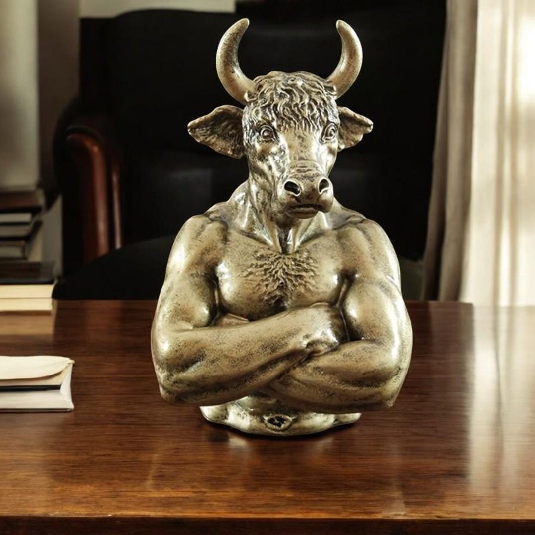 Bronze Bull Head Statue Charging Bull Wall Street Sculpture Stock ...