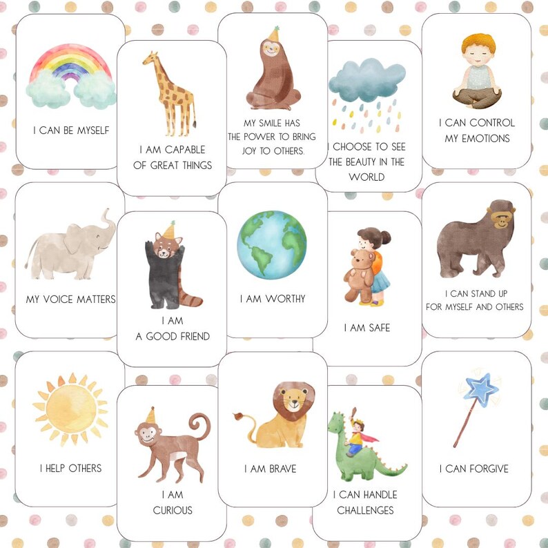Affirmation Printable Cards for Kids - Etsy