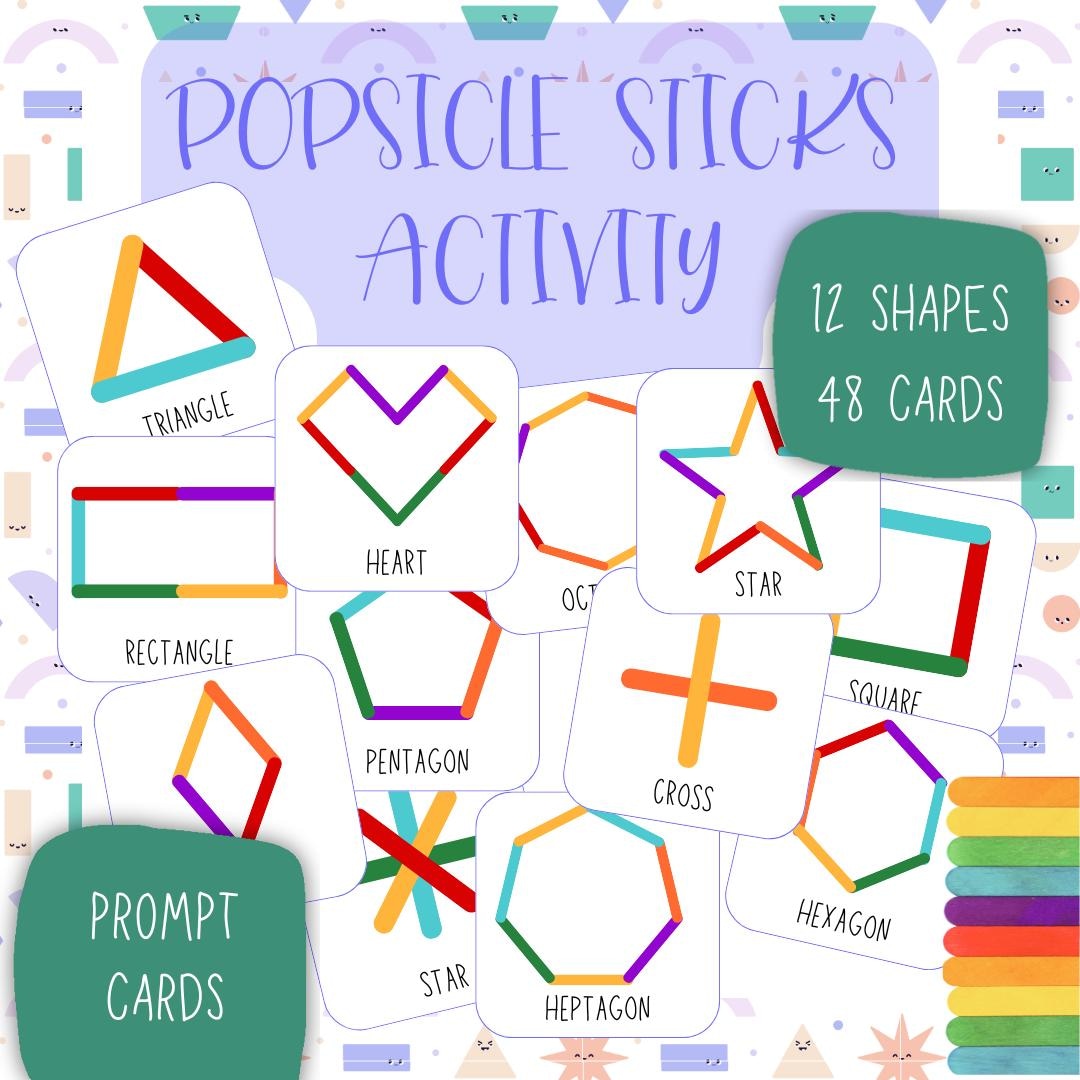Popsicle Sticks Shape Activity - Etsy