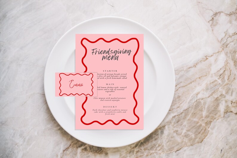 Wavy Pink Name Tags Template, Hand Drawn Name Cards, Colorful Editable ...