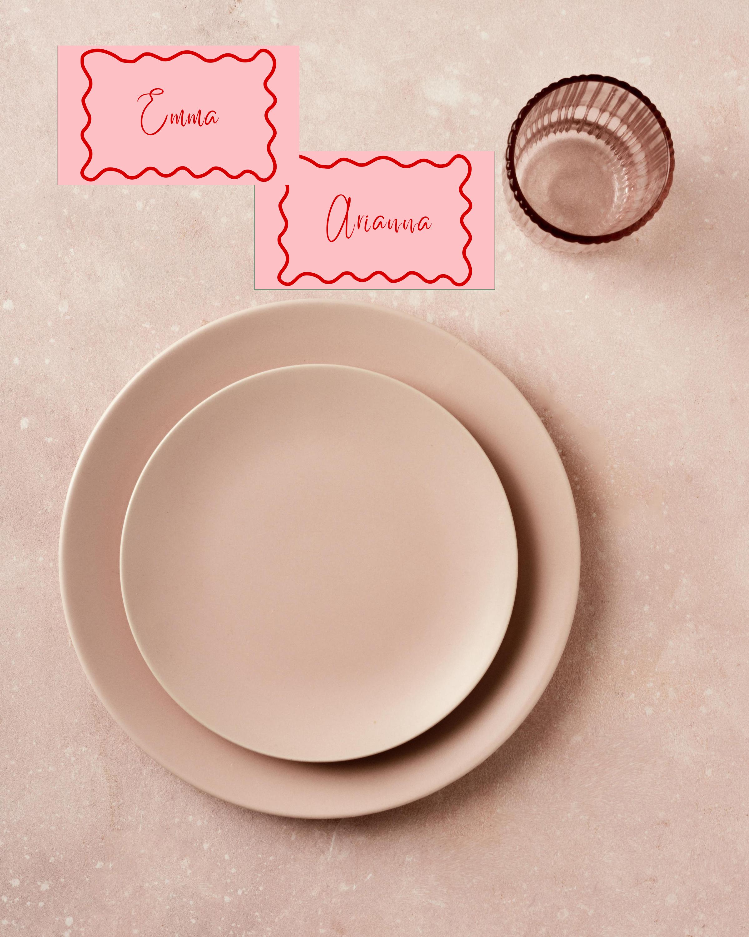 Wavy Pink Name Tags Template, Hand Drawn Name Cards, Colorful Editable ...